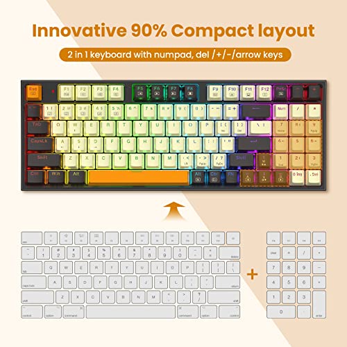 Redragon Mechanical Gaming Keyboard, Wired Mechanical Keyboard with RGB Backlit, 94 Keys, Programmable Macro Editing, Numeric Pad, Red Switches, Compact Keyboard Mechanical for Pc Mac Ipad, K636CLO