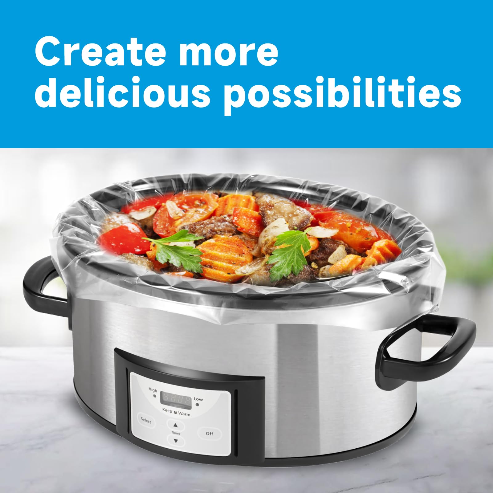JVVFUU Slow Cooker Liners 3-8 Quart, Cooking Bags Large Size 13"x 21", Slow Cooker Bags Disposable Oval Large For Crock Pot (20)