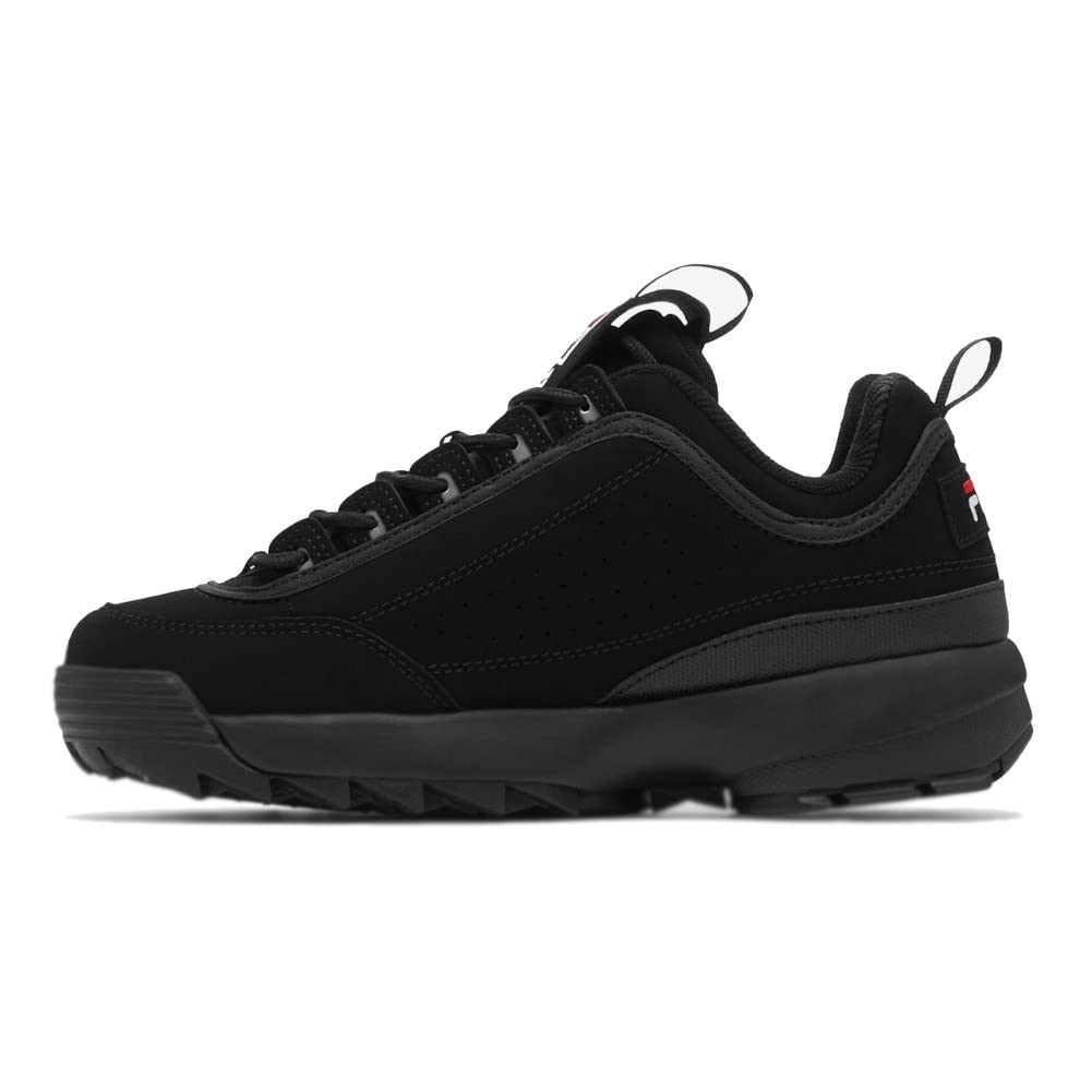 Fila Men's Strada Disruptor fashion sneakers, Black/White/Vin Red, 6.5 US