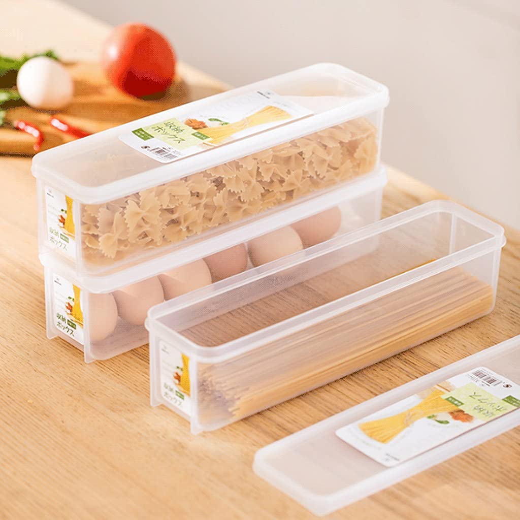 kitchen jars Pasta Container Noodle Food Storage Spaghetti Keeper Box With Lid Plastic1/ 3 Pcs Canister Sets For Kitchen Fresh-keeping Drain Box Useful Container Set ( Color : 1PCS Pasta storage box )