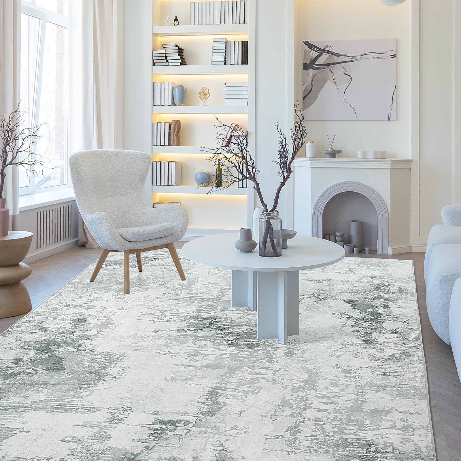 MABOZOO 9x12 Modern Area Rugs,Area Rug with Non Slip Backing for Living Room, Abstract Washable Stain-Resistant Soft Large Carpet for Dining Room kitchen Indoor