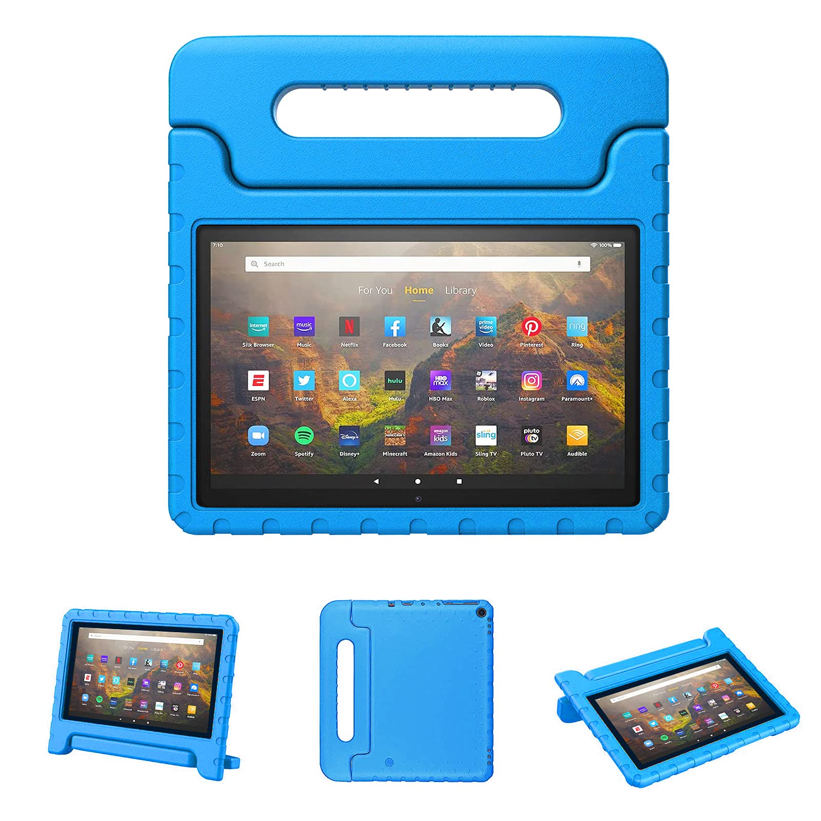 Kid Case for Fire HD 10 or HD 10 Plus 11th Gen 2021, Light-Weight EVA Soft Foam Durable Rugged Shockproof Kid-Proof Multi-Purpose Handle Kickstand Cover for Children - Blue