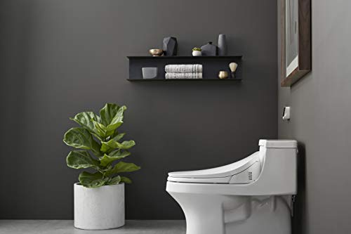KOHLER K-4007-0 San Souci One-Piece Round-Front Toilet with Left-Hand Trip Lever, Includes Reveal Quiet-Close Toilet Seat, 1.28 GPF, White