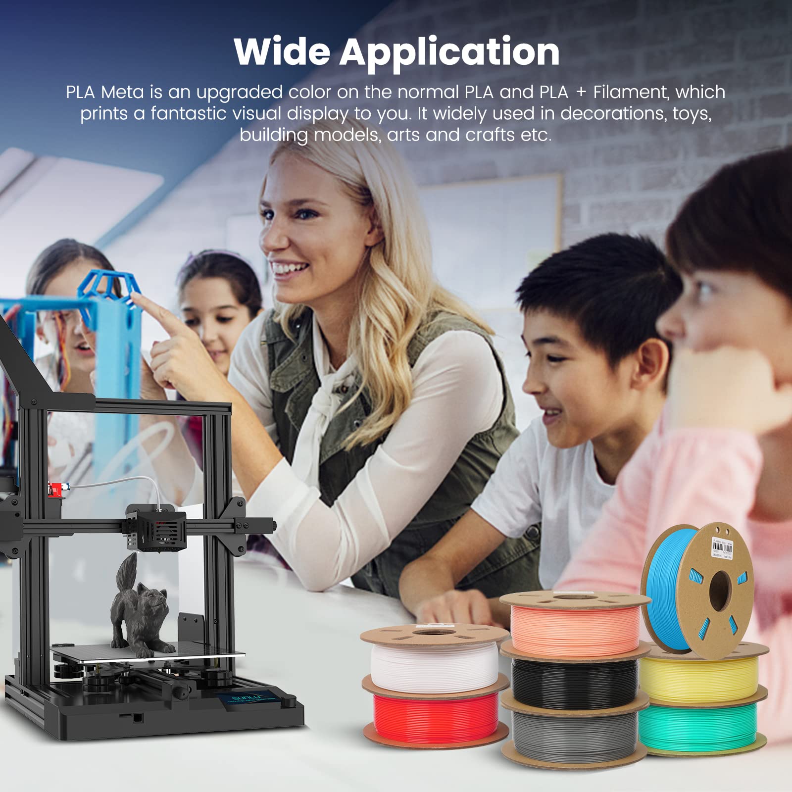 JAYO PLA 3D Printer Filament, PLA Meta Filament 1.75mm 0.65KG Spool, Toughness and High Liquidity Neatly Wound Filament, Dimensional Accuracy +/- 0.02mm, Fit Most FDM 3D Printers, Black
