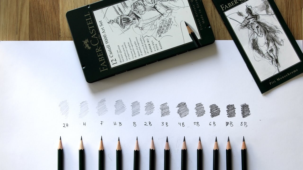 Faber-Castell Castell 9000 Art - Set of 12 (8B, 7B, 6B, 4B, 2B, B, HB, F, H, H & 2H)