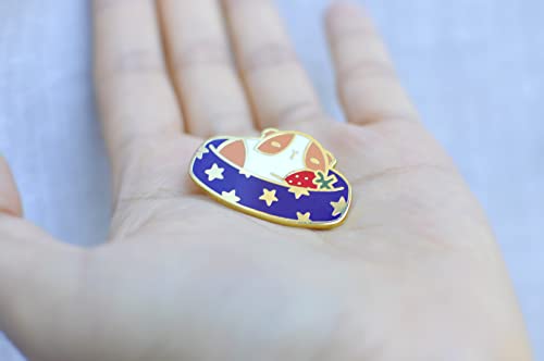 Noristudio Sleepy Guinea pig with Star Pet Bed Enamel Pins (Brown Guinea pig with Navy Blue Bed)
