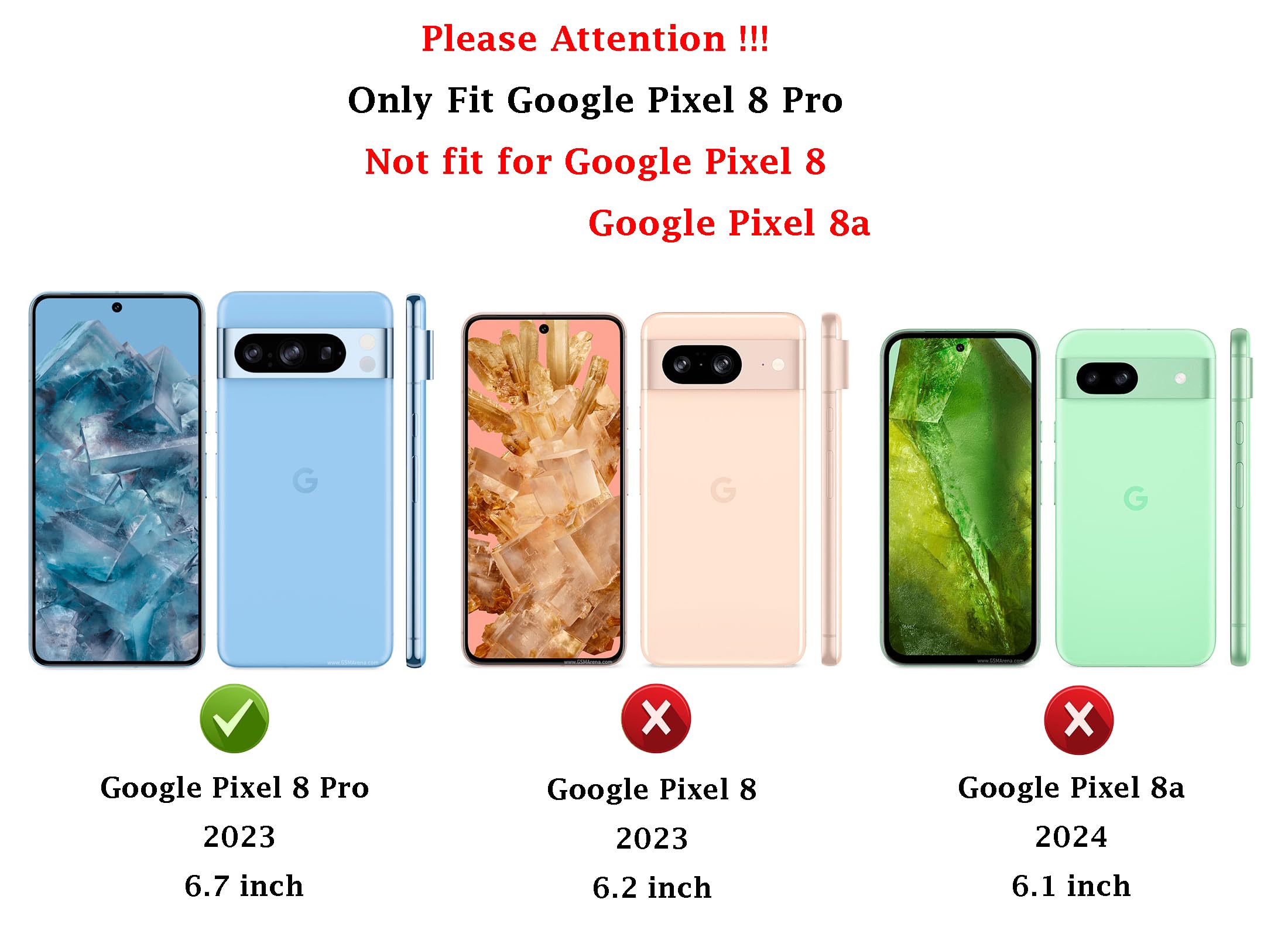 for Google Pixel 8 Pro Case with Slide Camera Cover HD Screen Protector [Military Grade 16ft. Drop Tested] Magnetic Ring Holder Kickstand Protective Phone Case for Google Pixel 8 Pro 2023, Black