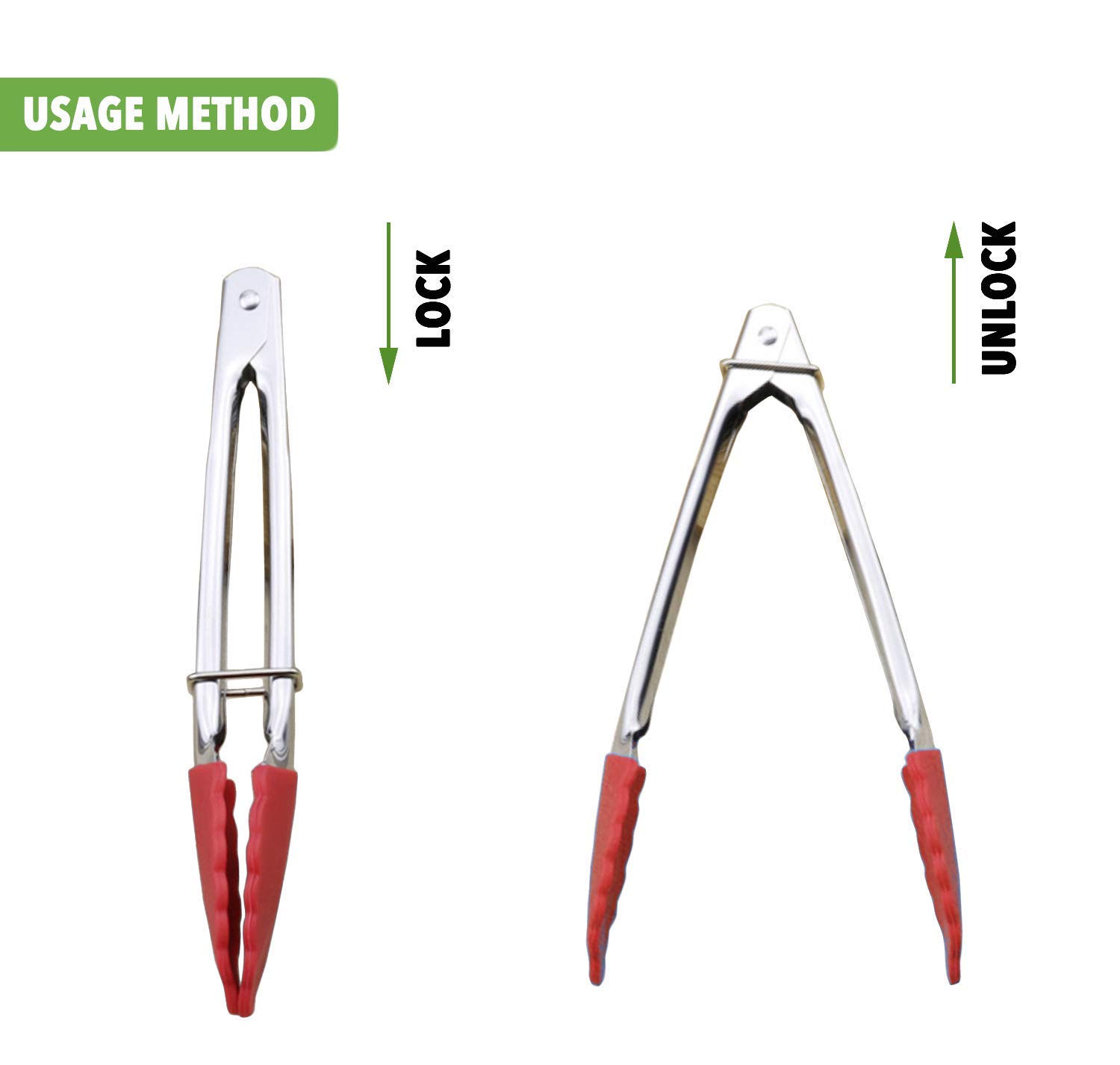 HINMAY Mini Tongs with Silicone Tips 7-Inch Serving Tongs, Set of 3 (Green Red Blue)