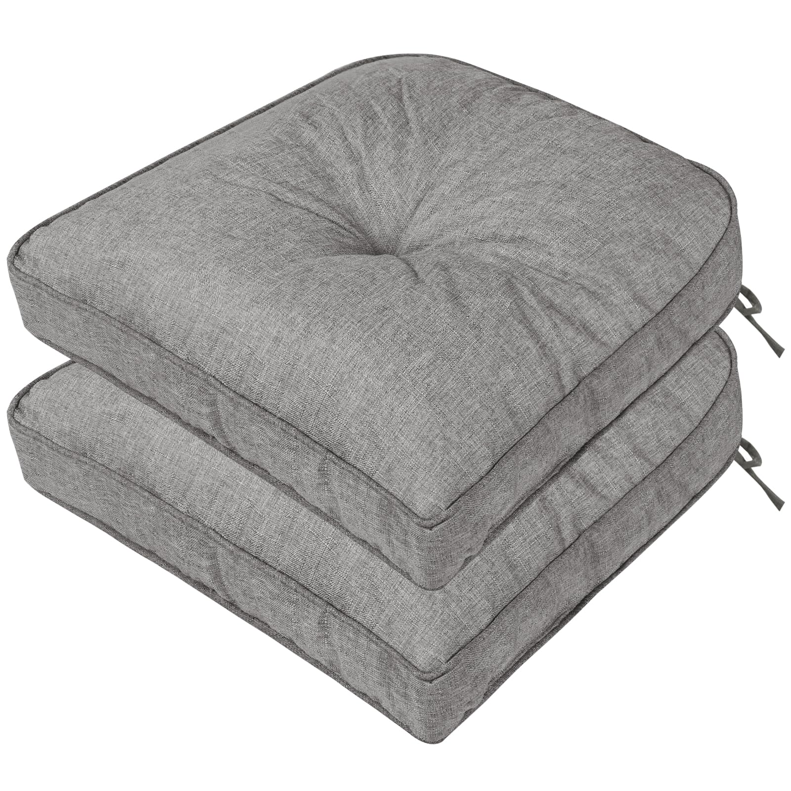 idee-home Outdoor Chair Cushions Set of 2, 5" Thick Outdoor Seat Cushion Waterproof Patio Furniture Cushions with Ties, Dining Chair Cushions 19" x 19" Indoor Chair Pads