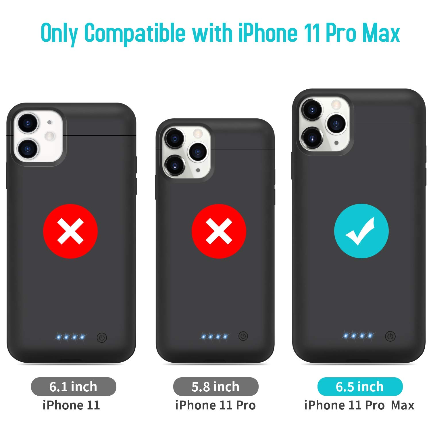 Feob Battery Case for iPhone 11 Pro Max, Upgraded 6500mAh Portable Charging Case Protective Charger Case Extended Battery Pack for iPhone 11 Pro Max [6.5 inch]-Black
