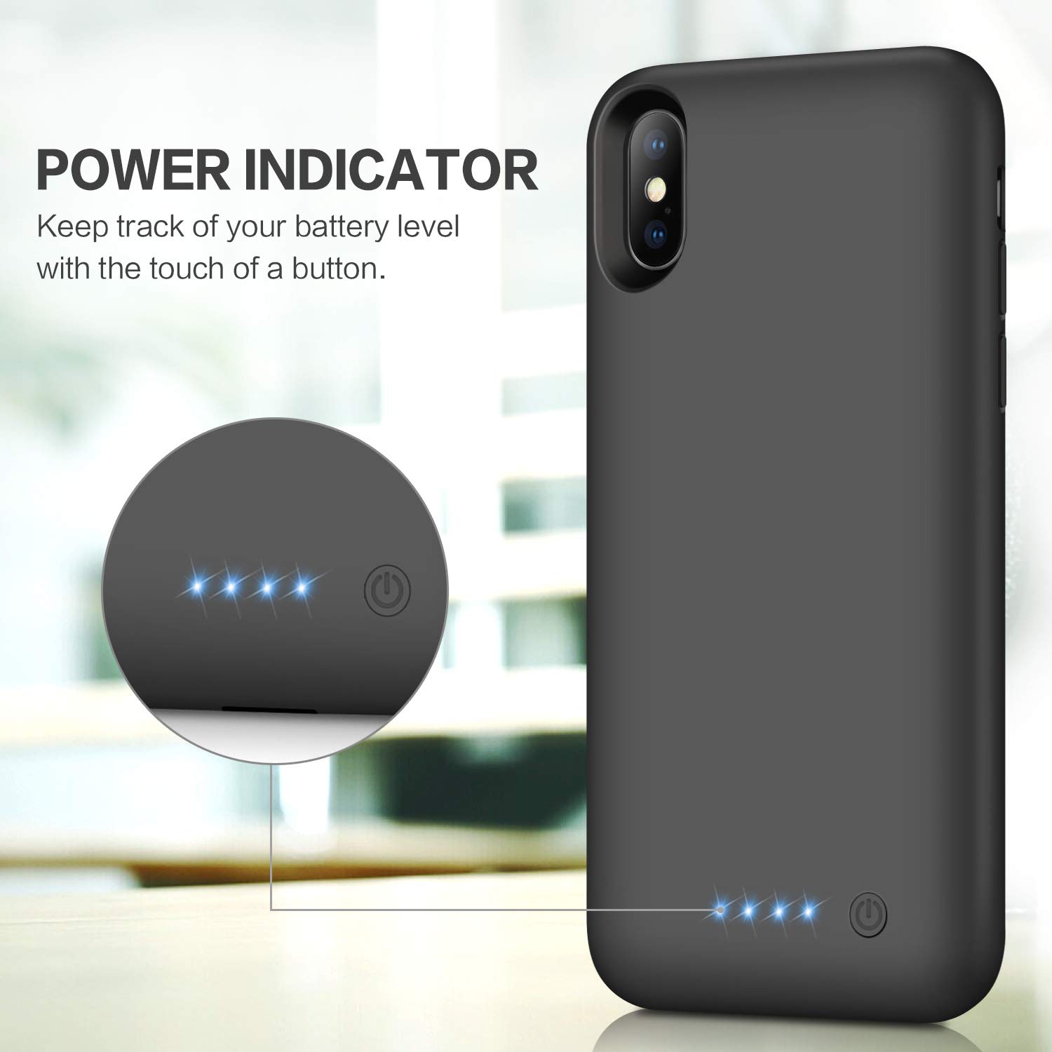 Feob Battery Case for iPhone Xs max, Upgraded 7800mAh Portable Charging Case Extended Battery Pack for iPhone Xs Max [6.5 inch] Protective Charger Case - Black