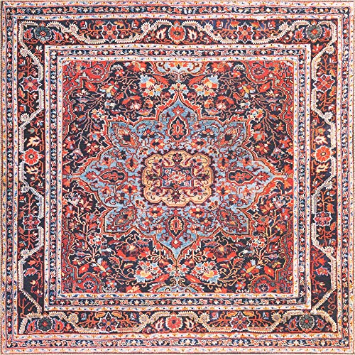 Unique Loom Timeless Collection Area Rug - Jude (7' 6" Square, Burgundy/ Black)
