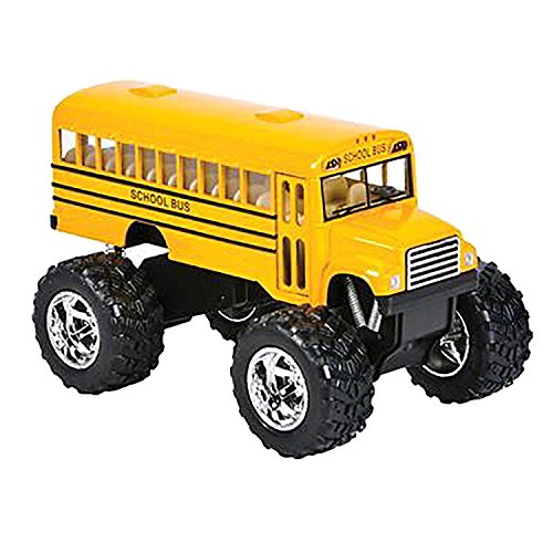 π KiNSFUN 5" Monster School Bus Die Cast Metal Model Toy Car w/ Pullback Action