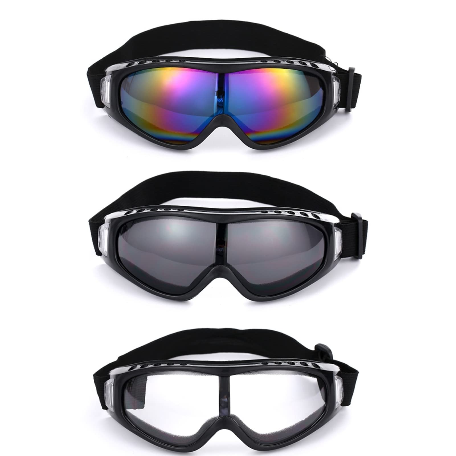 Hainew Ski Goggles Snowboard Goggles, Motorcycle Goggles UV Protection Anti-fog Winter Snow Sports Snow Goggles for Men Women Adult Youth Snowmobile Skiing Skating 3 Pack