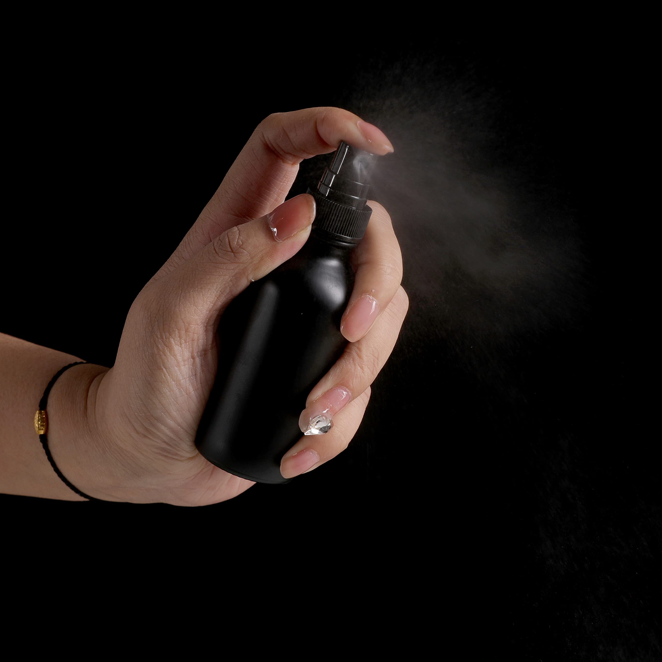 NOOEEISS Frosted Black Glass Small Spray Bottle 2 oz 48Packs,Fine Mist Sprayer Small Clear Bottles,Refillable Containers mini spray bottles for Cleaning Solutions and Skin Care (Frosted Black 48pcs)