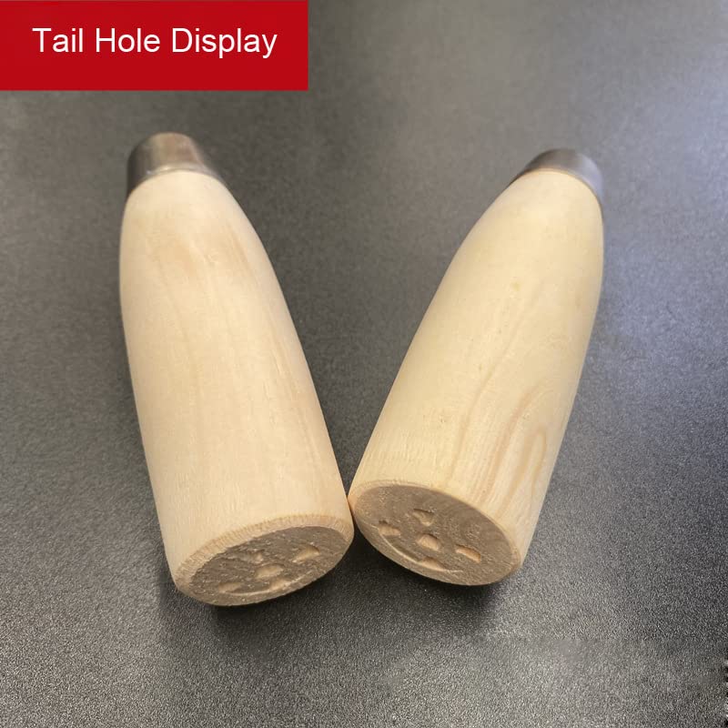 TorSor 2 Pack Kitchen Knife Handle Replacement Wooden Round Grip for Chinese Chef's Knives Vegetable Meat Cleaver Bone Chopper Japanese Cutter Repair Scales DIY Parts