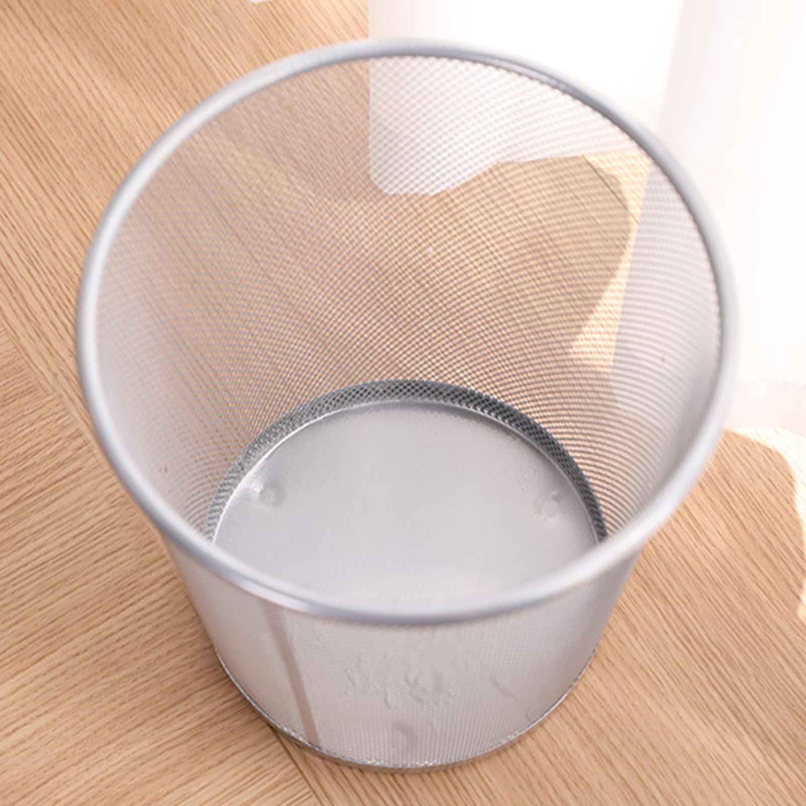 Metal Mesh Trash Can, Sturdy Iron Trash Bin, Circular Shape, Convenient, Lightweight, Compact, High Strength, Mesh Trash Can for Kitchen Bathroom Office Room (Black)