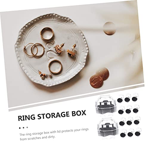 Didiseaon 40 Pcs Packing Box Engagement Ring Case Jewelry Ring Display Holder Ring Display Case Plastic Ring Keeper Wedding Ring Holder Proposal Ring Holder or Plastic Box Bride Crystal