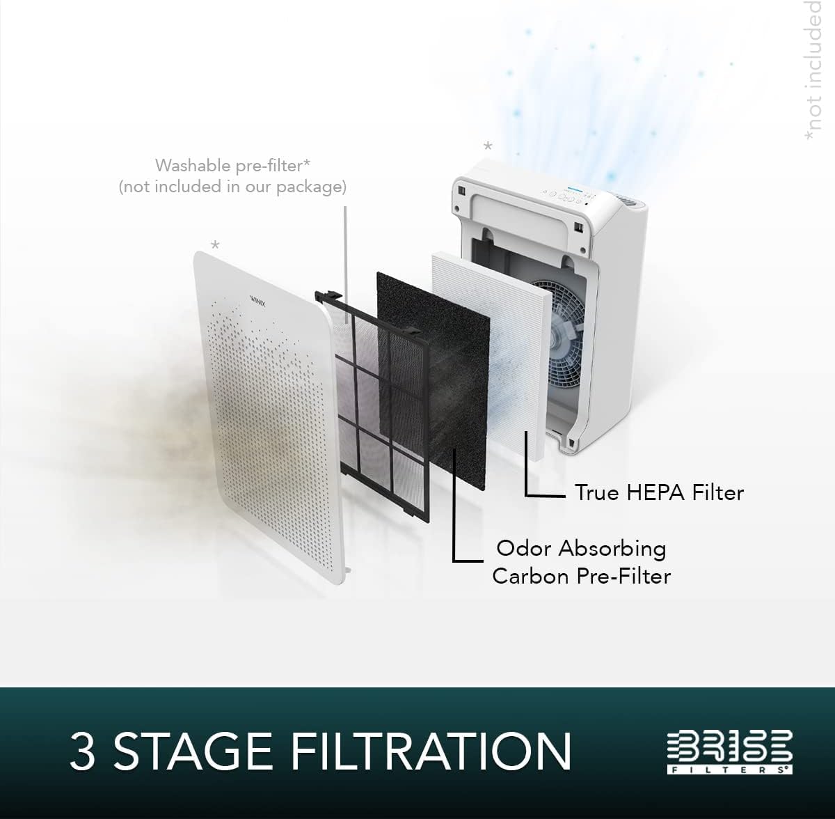 Filter S HEPA Replacement - Compatible with Winix C545 Air Purifier - Replaces Winix Filter S 1712-0096-00 (2 HEPA + 8 Carbon Filters)
