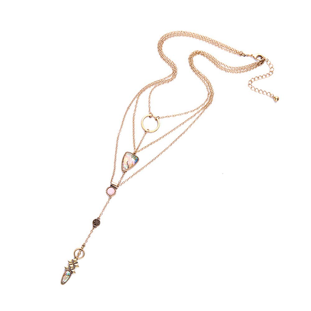 Exquisite Sequins Multilayer Pendant Necklace Multi-layer Bar Pendant Necklace Long Choker Necklace for Women Lady Girl (5)