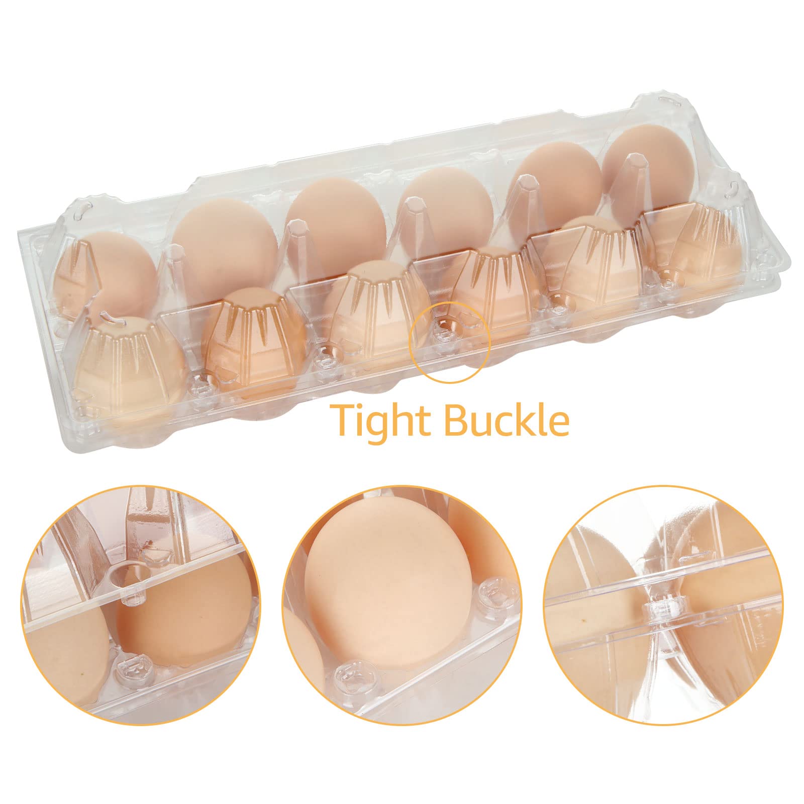 FVIEXE 36PCS Egg Cartons Cheap Bulk, Reusable Plastic Egg Carton, Each Holds 1 Dozen Chicken Eggs (12 Eggs), Clear Empty Chicken Egg Tray Egg Holder for Family Pasture Farm Market, Large Size