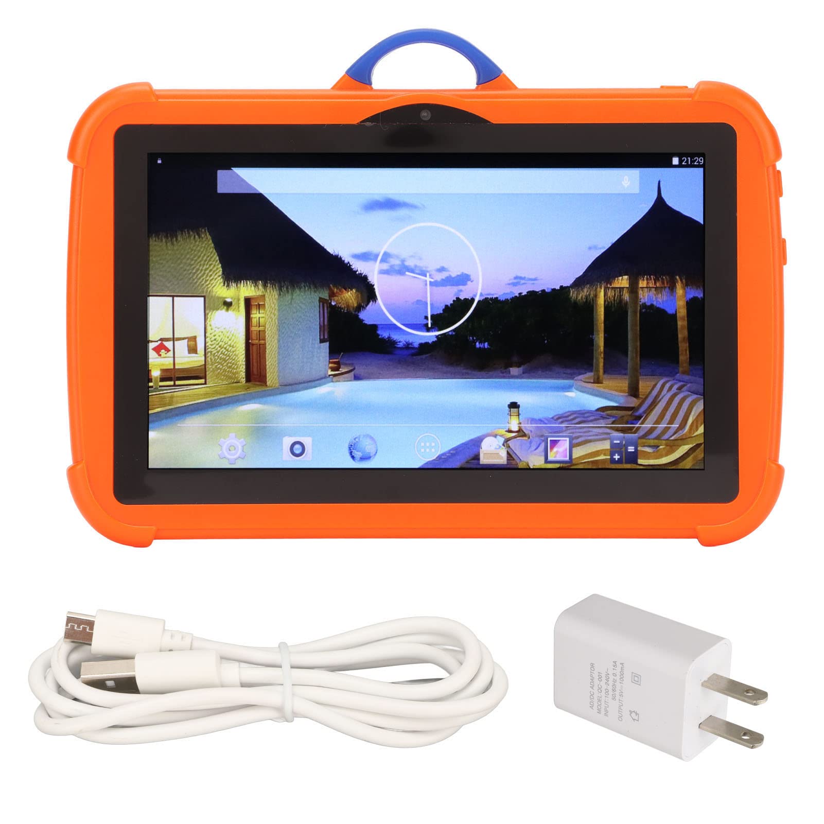 Kids Tablet 7 Inch IPS HD Screen Quad Core Processor 1GB RAM 8GB ROM Toddler Tablet with Protective Case for Home (US Plug)