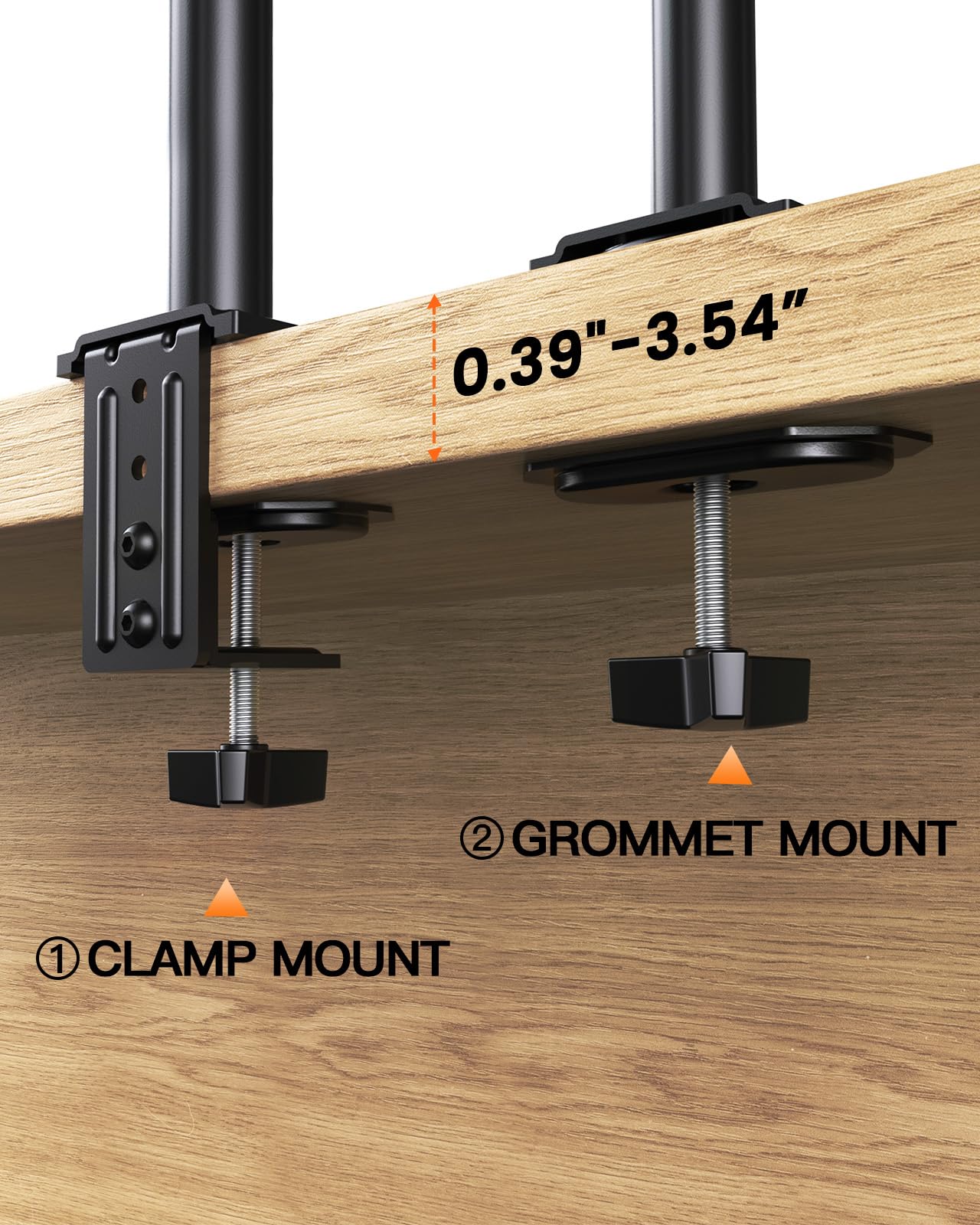 Ergear Monitor Mount for Most 13-32" Computer Screens up to 17.6lbs, Improved LCD LED Monitor Riser, Adjustable Height and Angle, Single Desk Mount Stand, Black, EGCM12