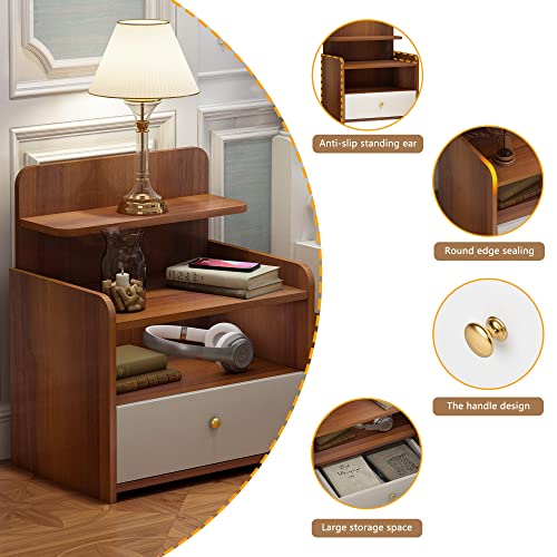 Koifuxii Mid Century Modern Nightstand,Small Nightstand,Nightstand with Drawer,Wood Nightstand,Storage End Table,Night Table for Bedroom,Brown