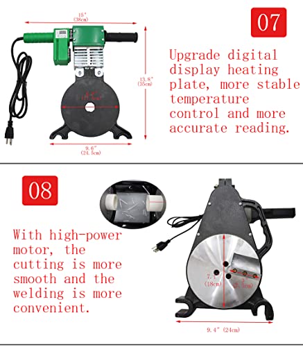 INTSUPERMAI Pipe Fusion Welder 4 Clamps Electric Tube Butt Fusion Machine Pipe Welding Machine PP PE PB PVDF Butt Fusion Welding Machine 110V 2.48"-6.30" (63-160mm) with Digital Heating Plate