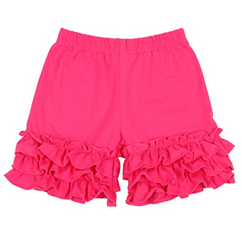 Slowera Baby Toddler Girls Cotton Icing Ruffles Shorts Pants (Hot Pink, XXS: 6-12 Months)