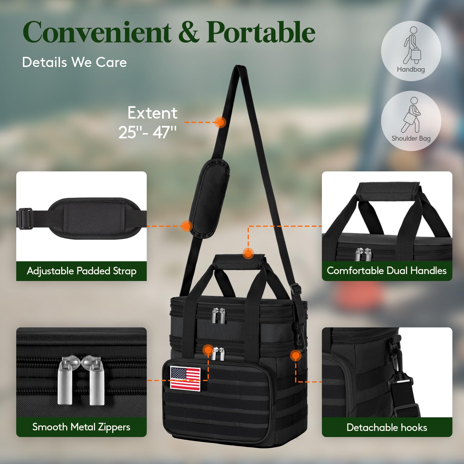 Lifewit Tactical Lunch Box for Men, Leakproof Insulated Large Lunch Cooler with MOLLE Webbing and Shoulder Straps, Heavy Duty Lunch Bag for Men Work Camping Picnic, 13L Black