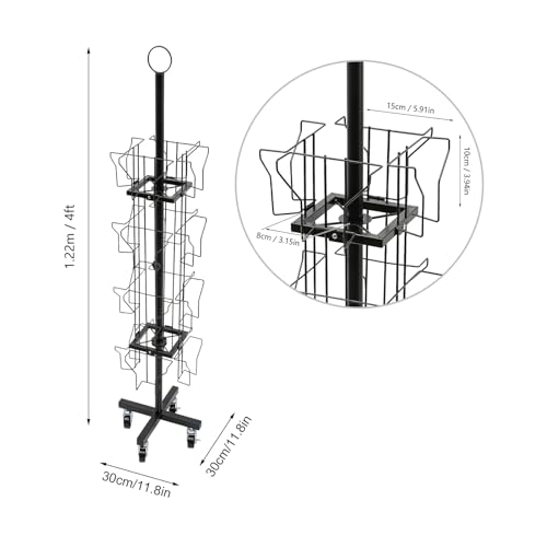 HuaShuani 16 Pockets Greeting Card Rack, Postcard Rotating Display Metal Stand, Pocket Rotating Holder, Suitable for Gift Shops, Craft shows and Supermarkets