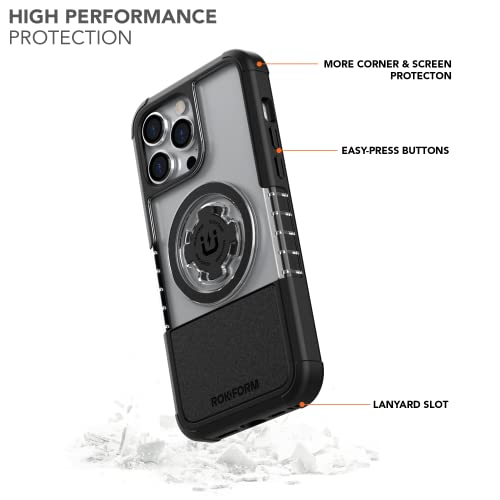 Rokform - iPhone 14 Pro Max MagSafe Compatible Crystal Case + Twist Lock Sport Ring Stand & Grip (RokLock Series)