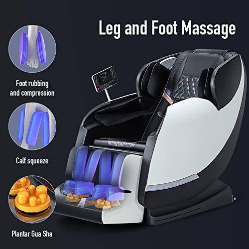 WAWINDS Massage Chair Full Body Recliner - Zero Gravity with Heat and Shiatsu Massage Foot Massage Office Chair LCD Touch Screen Display Bluetooth Speaker Airbags Foot Rollers (White)