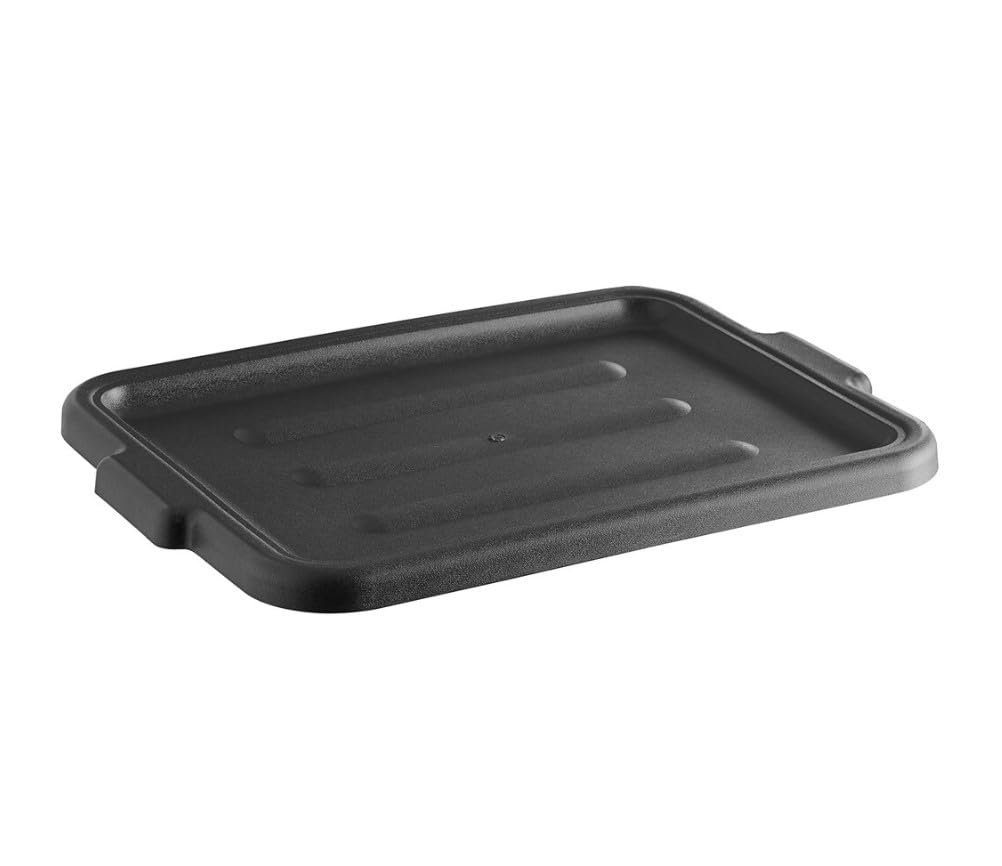 Soro Essentials- 21-1/4"L x 17-1/4"W Polyethylene Bus Box Lid Cover Black Color- Stackable Bus Box Lid for Utility Bus Tub Food Service Bus Tub Wash Basin Dish Tub for Kitchen Organizer Storage