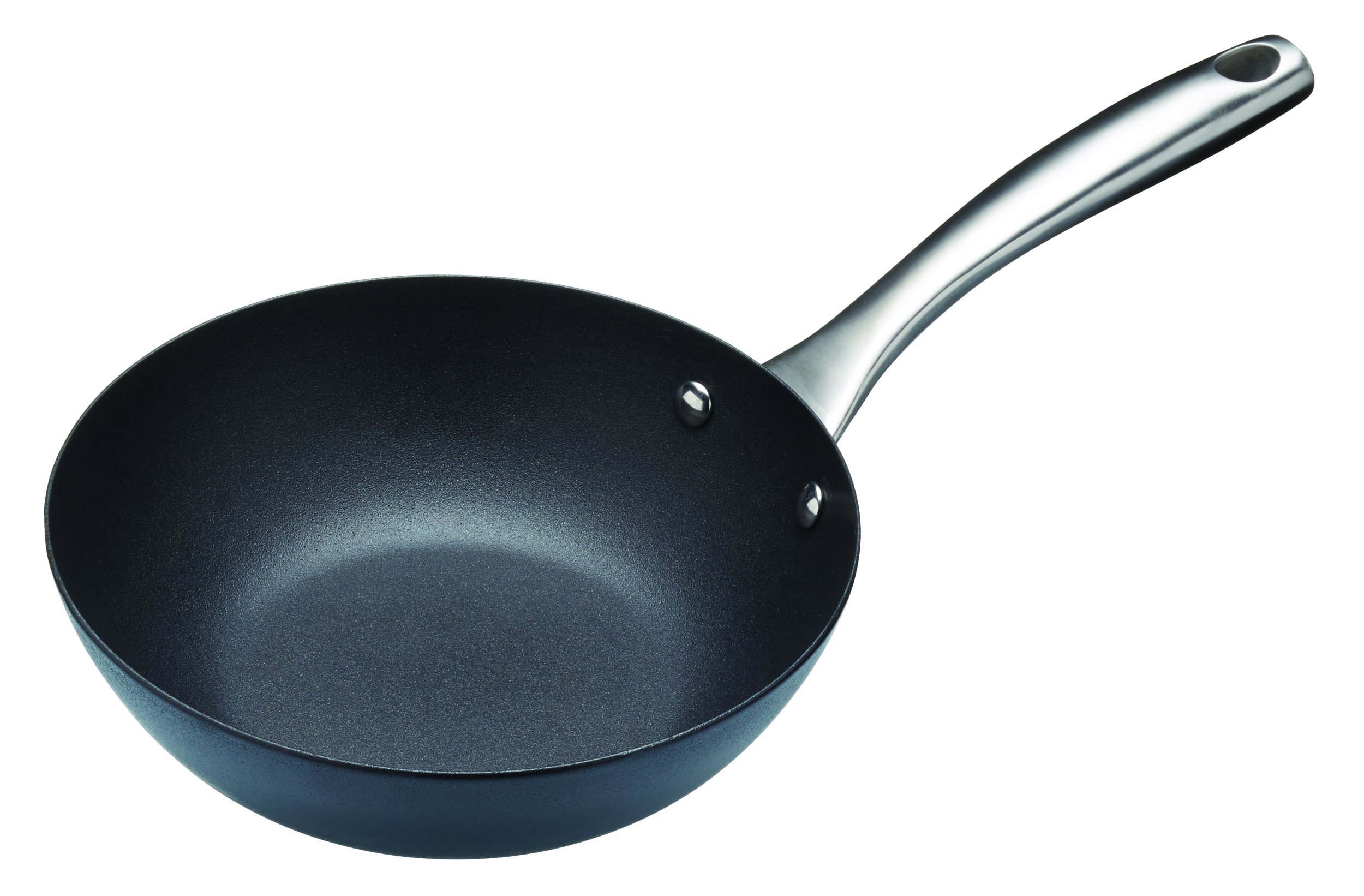 KitchenCraft MasterClass Master Class Professional Induction Ready 20cm Non-Stick Wok, Carbon Steel, Black, 20 cm (8 inch)