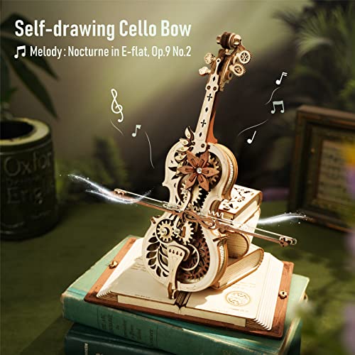 ROKR 3D Wooden Puzzles for Adults Bundle Set - Cello Music Box & Vintage Car Model Kit, Unique Gift Hobby for Boys Girls Family
