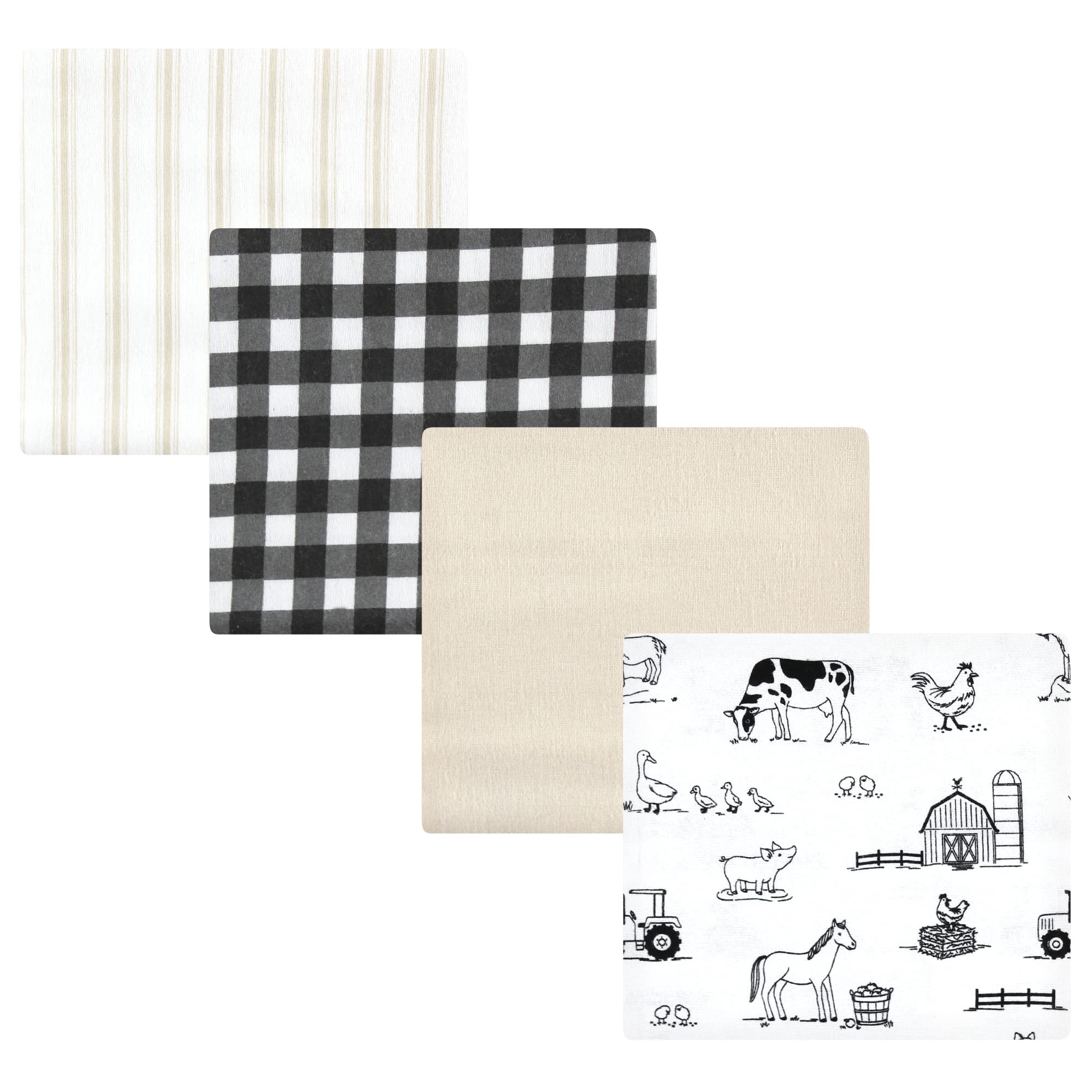Hudson Baby Unisex Baby Cotton Flannel Receiving Blankets, Neutral Farm, One Size