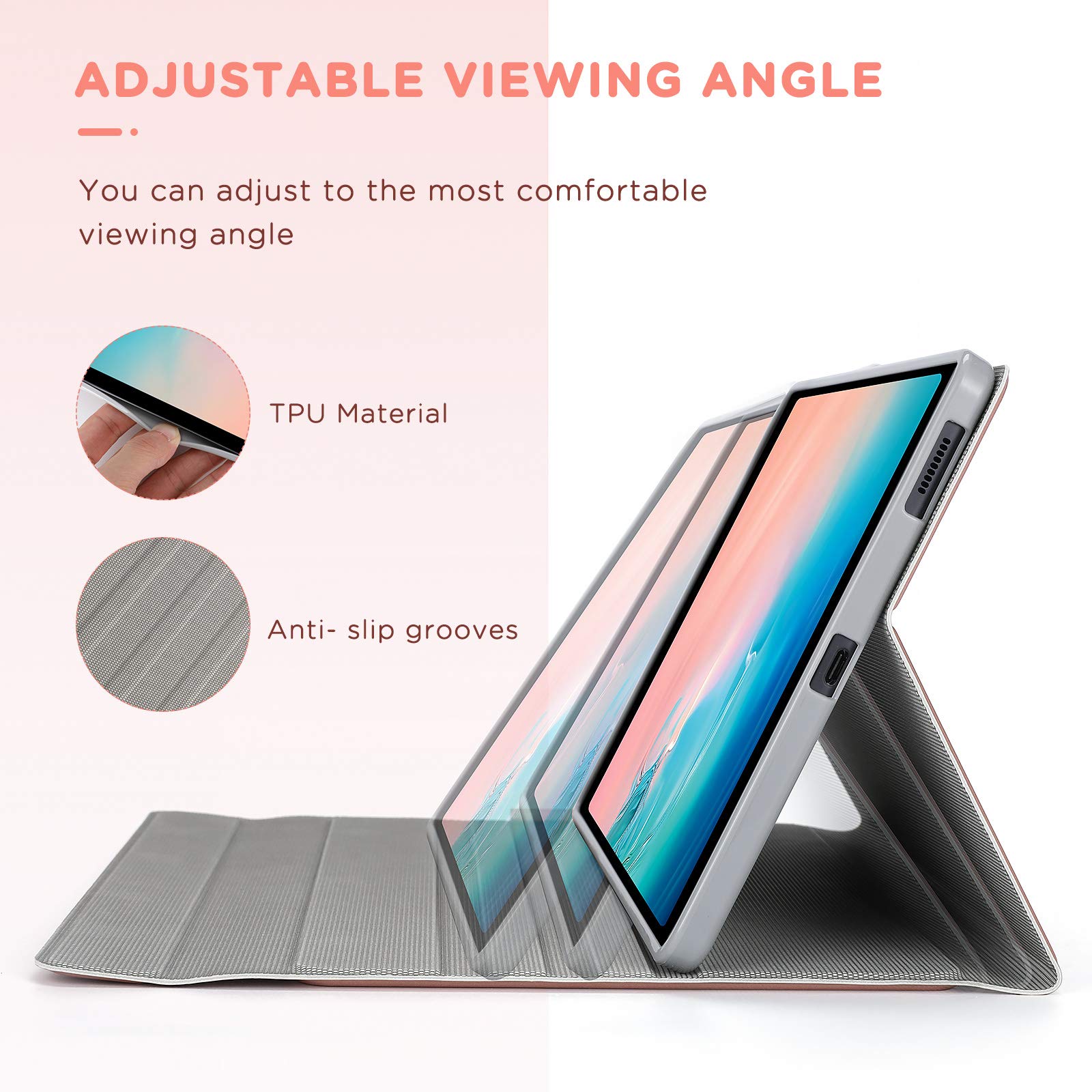 Keyboard Case with 7 Colors Backlit for Samsung Tab S6 Lite 10.4" 2020, Bluetooth Keyboard Detachable US Layout with Case for Samsung Galaxy Tab S6 Lite 10.4 2020 SM-P610 SM-P615, Rose Gold