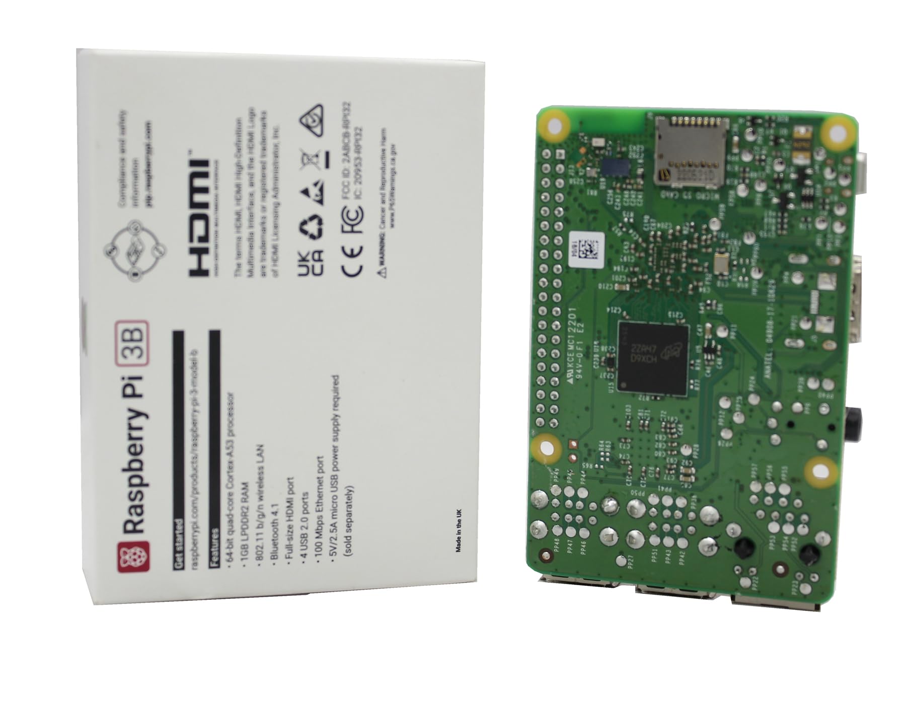 DIGISHUO Raspberry Pi 3 Model B Board 1G Ram 400MHz Wireless LAN and Bluetooth 3B+ Version (Raspberry Pi 3B Module)