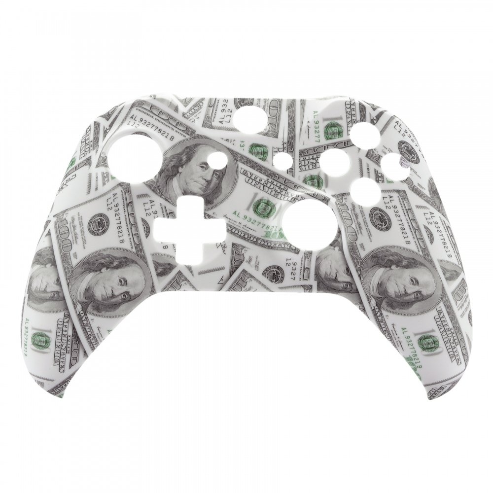 eXtremeRate 100 Cash Money Patterned Faceplate Cover for Xbox One Wireless Controller 1708, Soft Touch Replacement Front Housing Shell Case for Xbox One X & One S Controller - Controller NOT Included