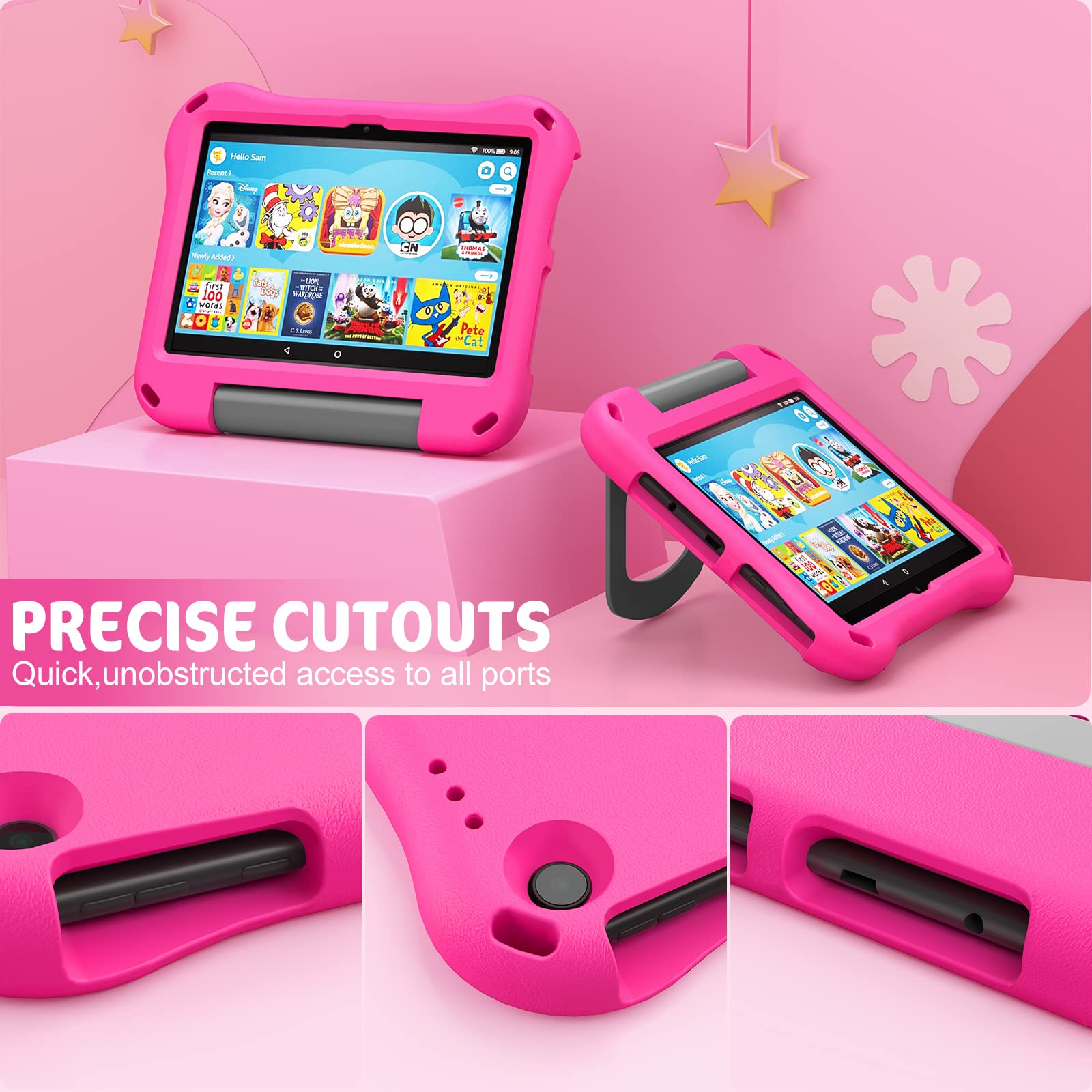 Kids-Proof 8 inch Tablet Case, Tablet 8 Kids Case(Only for 2022 Release, 12th Generation&2020 Release, 10th Generation)-Auorld Light-Weight Kids-Proof Case with Stand for Tablet 8-Pink