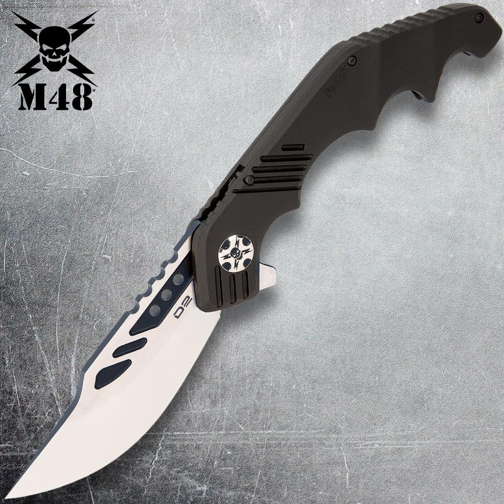 M48 Warthawg Pocket Knife | D2 Tool Steel Blade | Ball Bearing Opening | Pocket Clip | Injection-Molded Nylon Handle | Closed Length 6.75β