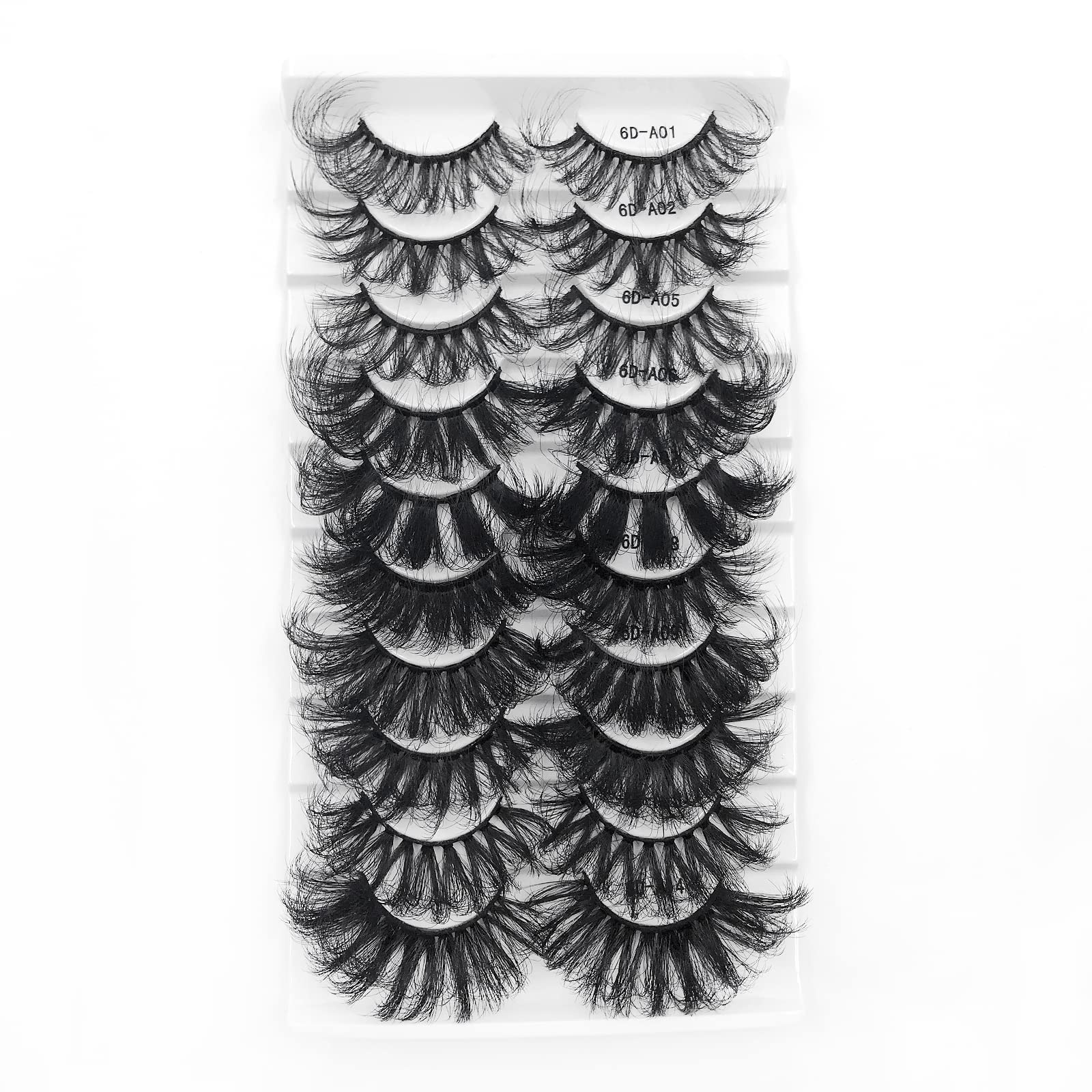 IFLOVEDEKD 25mm Lashes Thick Faux Mink Lashes Fluffy Wispy False Eyelashes 10 Pairs 1 Pack Dramatic 5D Effect Fake Eye Lashes Handmade Reusable Lashes Multipack