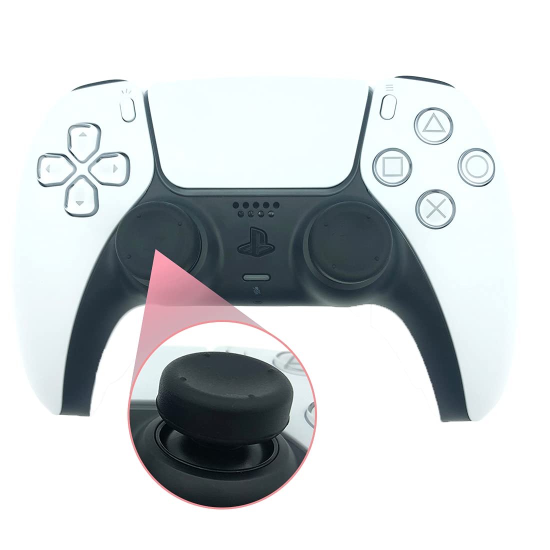 Gebaisi Four Styles Silicone Thumb Stick Caps Grip Gamepad Analog Joystick for Playstation PS5 Controller(8 Pieces Black)