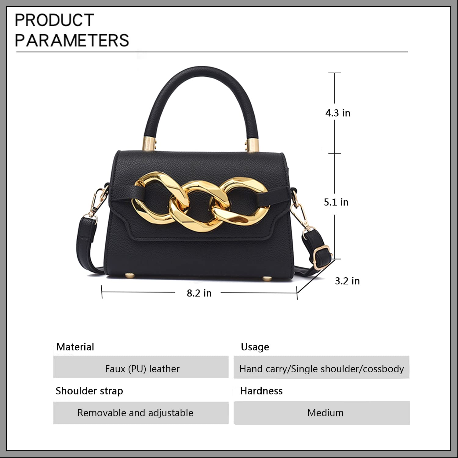 Joomengi Dasara Leather Small Crossbody Bags for Women,Top Handle Handbag Shoulder Purse With Chain Adorned Satchels