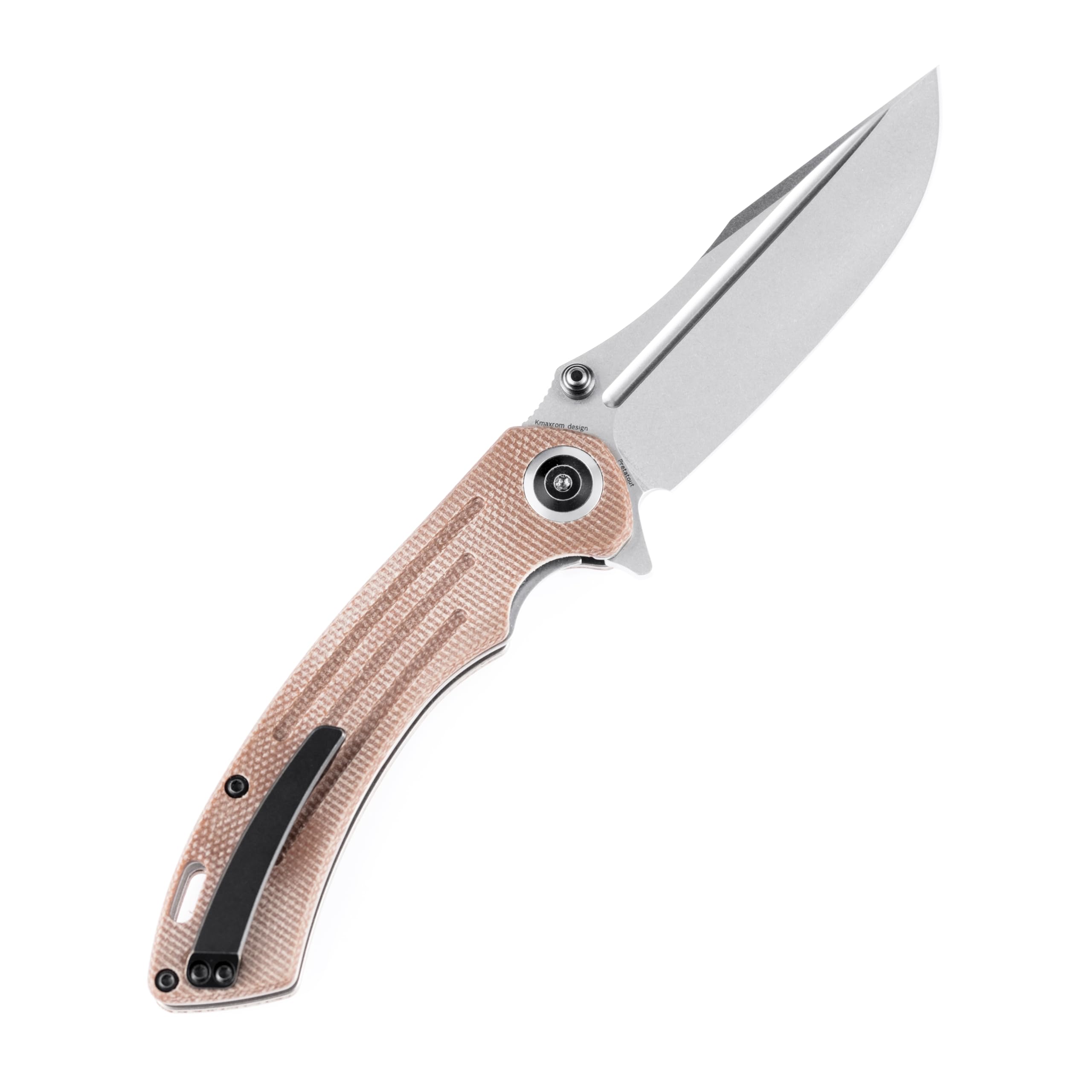 KANSEPT Pretatout Pocket Knives 8.3in Folding Knife with Stonewashed 154CM Blade, Brown Micarta Handle, Pocket Tactical Knife for Men Women, Envelope Opener with Thumb Stud T1032A3