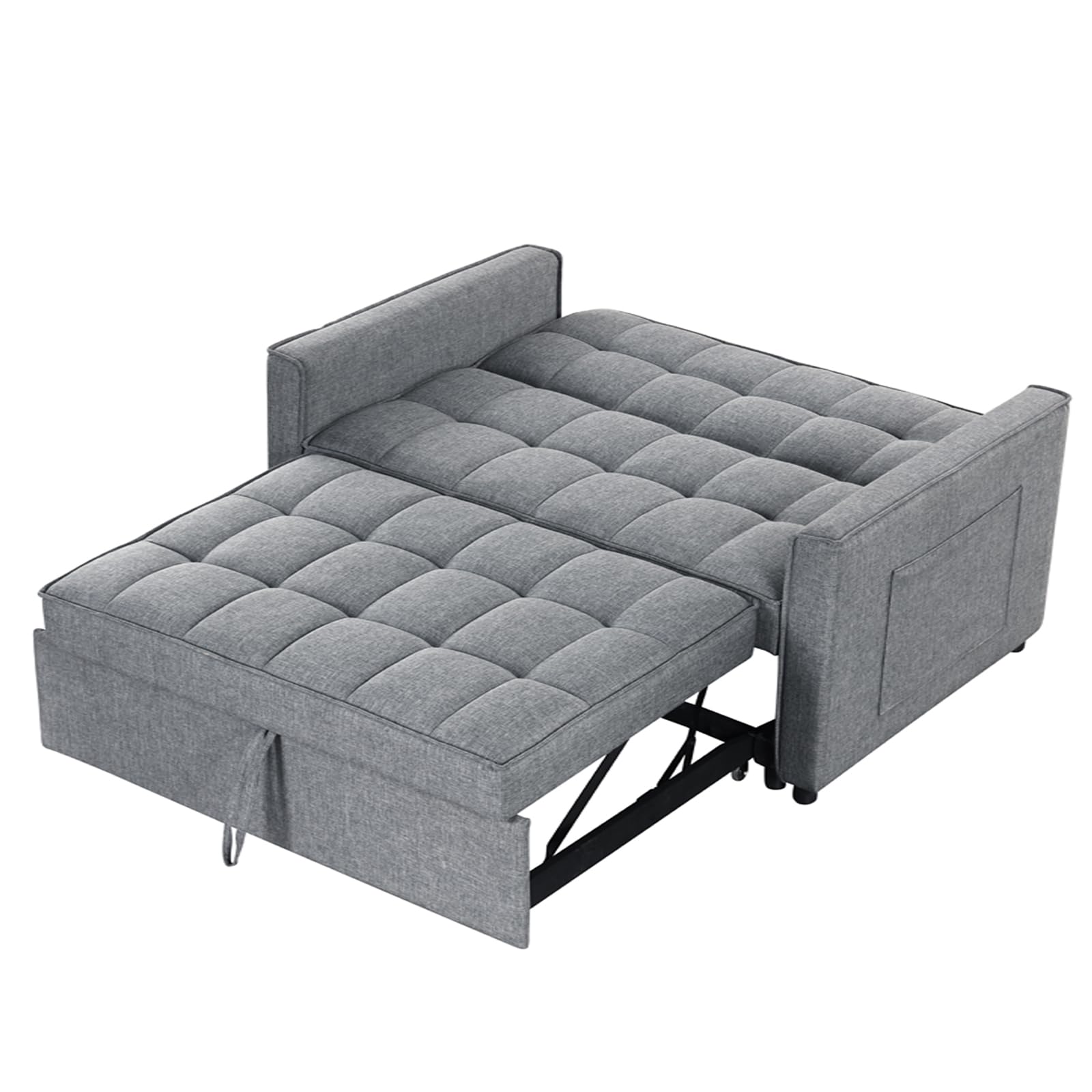 KAIRUITUCH Convertible Sleeper Sofa, 3-in-1 Pull Out Couch with Adjustable backrest, Storage Pockets, Fold Out Loveseat Futon Sofa Couches Bed for Living Room, Small Space, Apartment, Grey Fabric