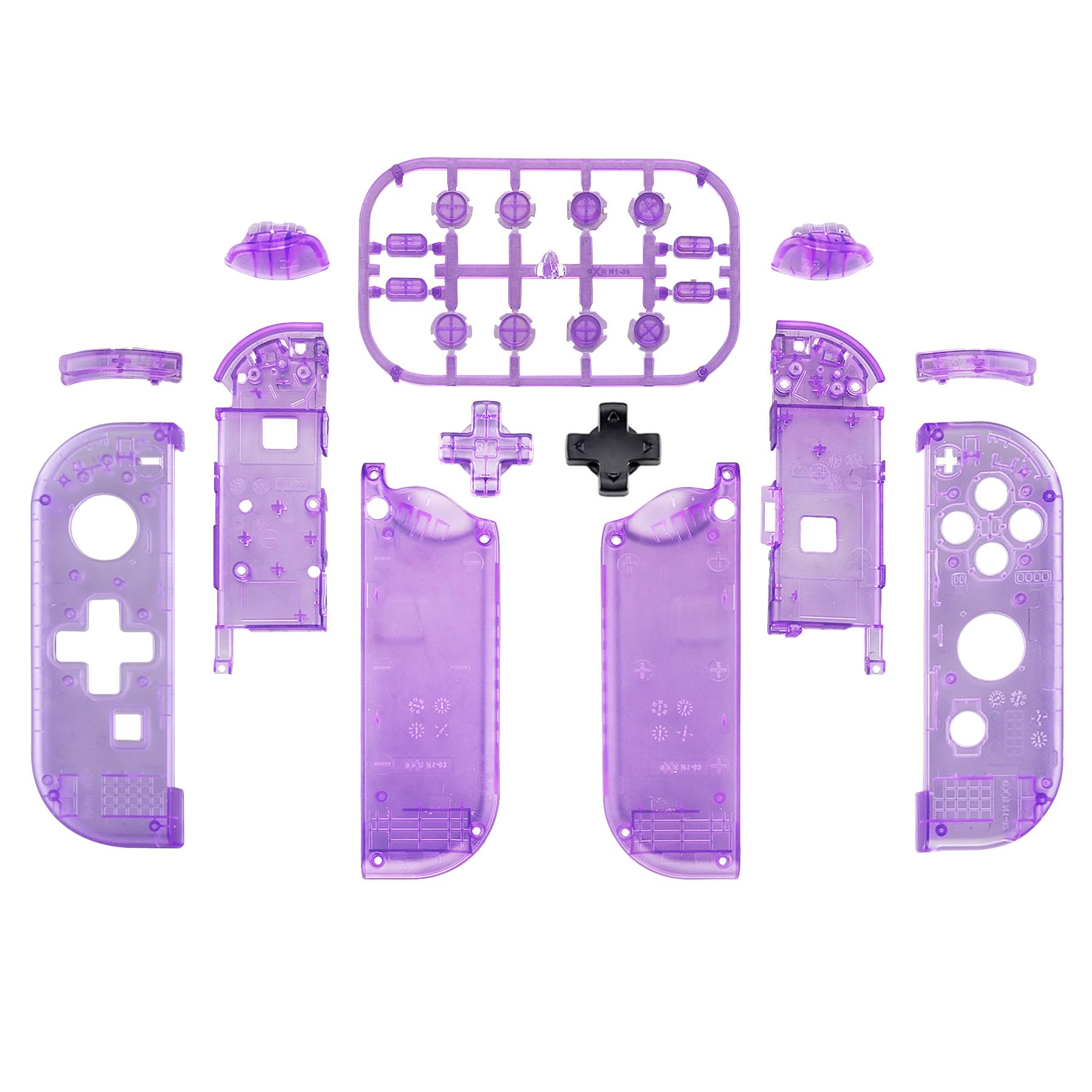 eXtremeRate Clear Atomic Purple Joycon Handheld Controller Housing (D-Pad Version) with Full Buttons, DIY Replacement Shell Case for Nintendo Switch & Switch OLED Joy-Con β Console Shell NOT Included
