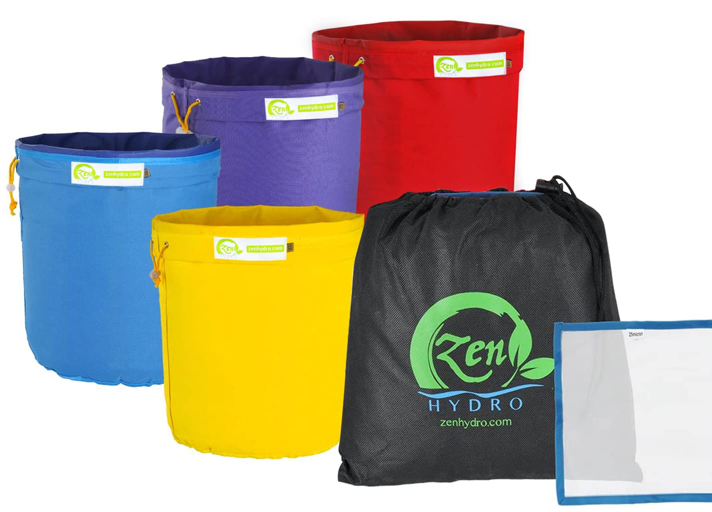 iPower Bubble Bag 1-Gallon 4-Bag Herbal Hash Filter Ice Essence Extraction Kit with Free Storage Pouch & 25 Micron Pressing Screen, 4 Colors Kit